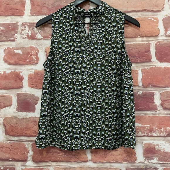 Monteau | Tops | Monteau Womens Green Abstract Cutout Neck Top | Poshmark